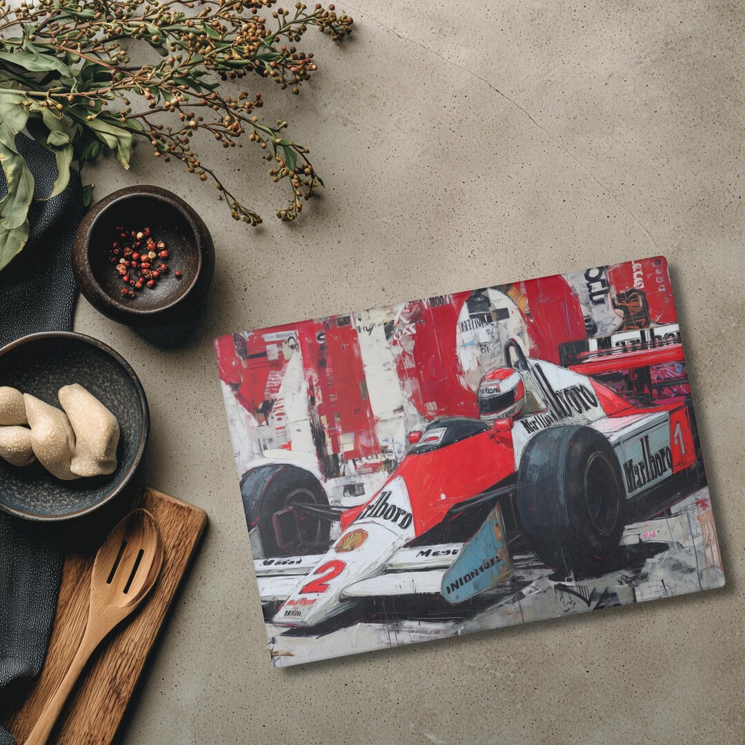 Formula 1 Racing Car Glass Cutting Board, Retro Motorsport Kitchen ...