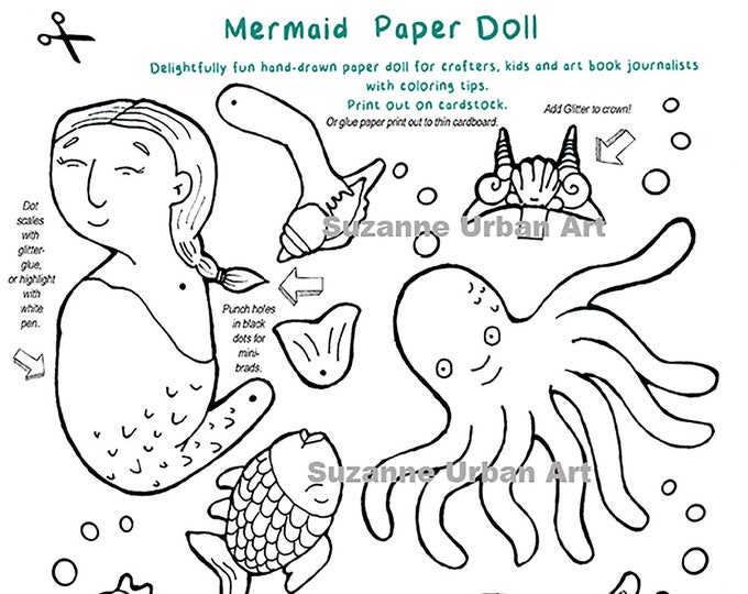 Art Dolls, Mermaid, Mermaid Paper Doll, Paper Doll, Printable Paper ...