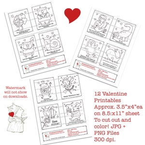 Cute Set of Black and White Valentine Card Illustrated Printables for ...