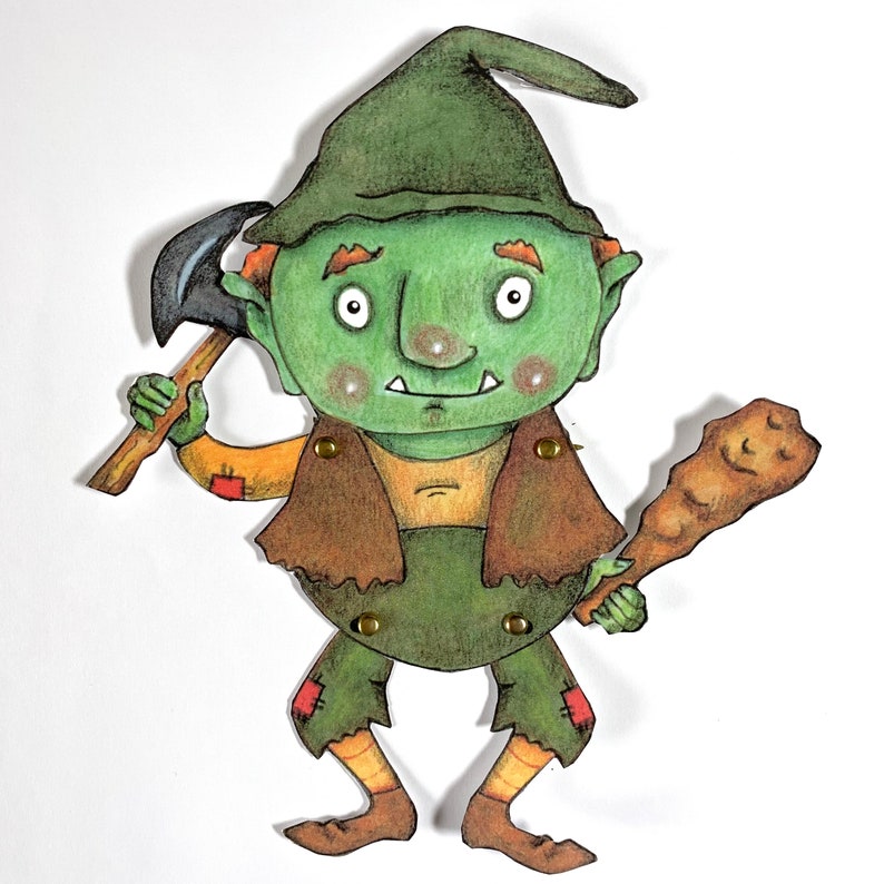 Whimsical Halloween Goblin Articulated Paper Doll Printable - Etsy