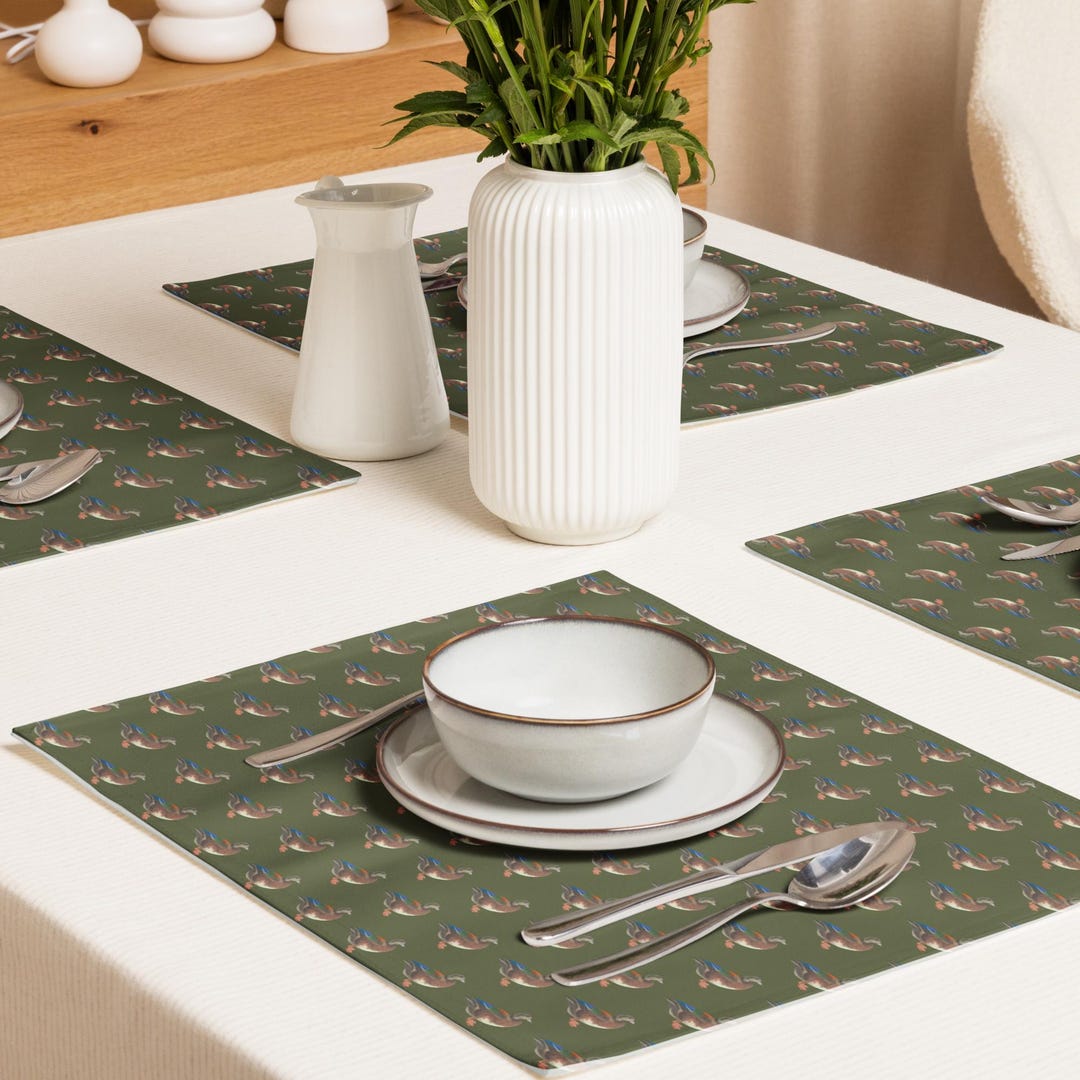 Mallard Duck Print Placemats Set of 4 | Evergreen Estate Heritage Table ...