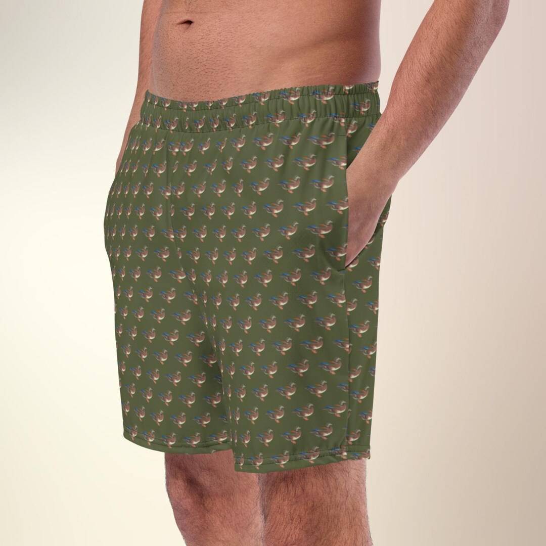 Mallard Duck Print Swim Trunks | Preppy Men’s Estate Summer Swimwear - Etsy