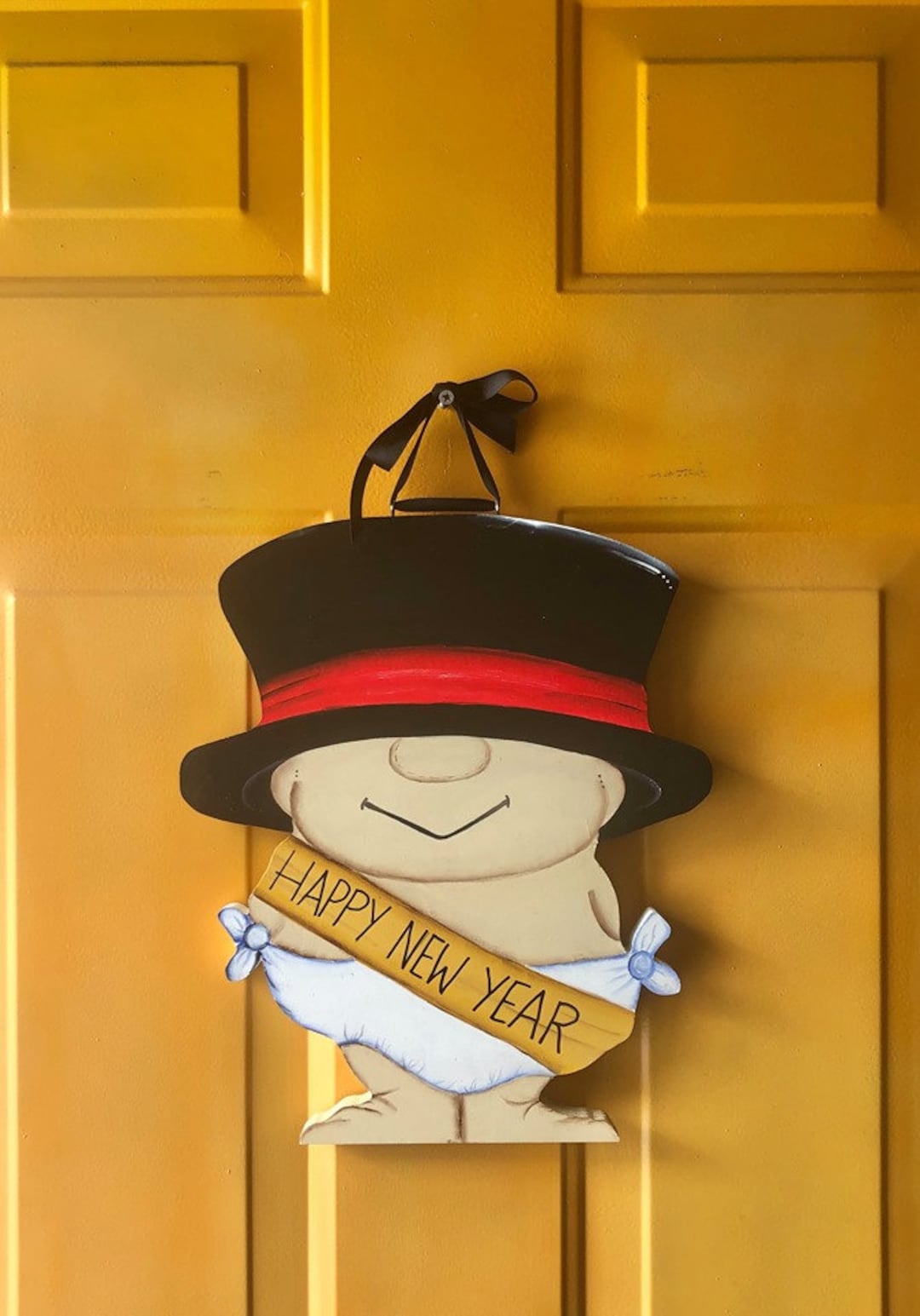 New Year Door Hanger, Door Decor, Door Sign, Hand Painted Door Hanger ...