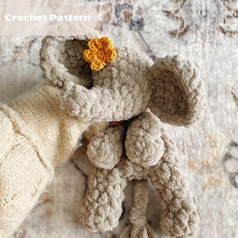 Baby Elephant Lovey Crochet PATTERN | Low Sew Crochet Amigurumi Pattern ...