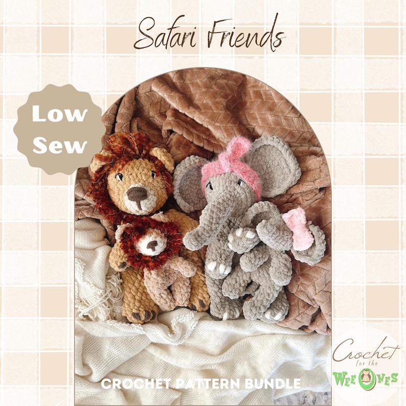 Crochet Lovey Pattern Bundle | Elephant & Lion Lovey | Low Sew Baby ...