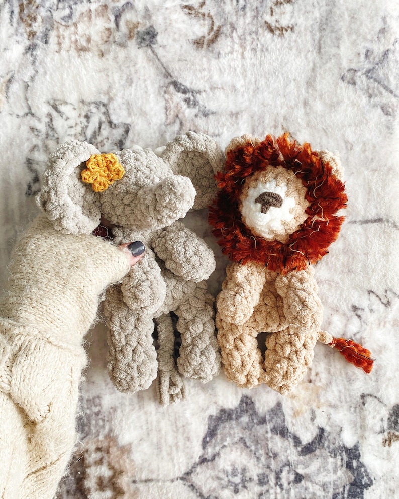 Crochet Lovey Pattern Bundle | Elephant & Lion Lovey | Low Sew Baby ...