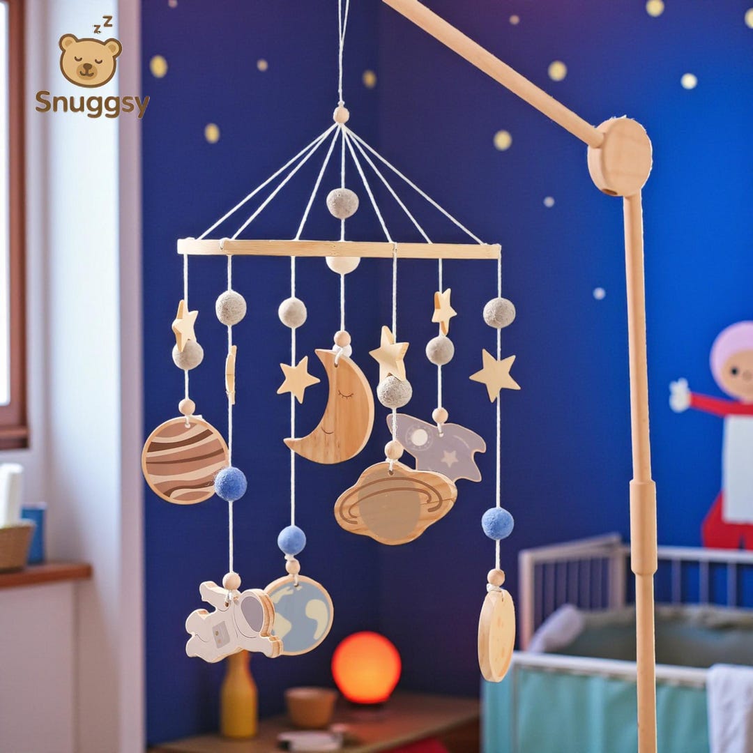 Space Baby Mobile: Wooden Solar System Crib Mobile for Boys & Girls ...