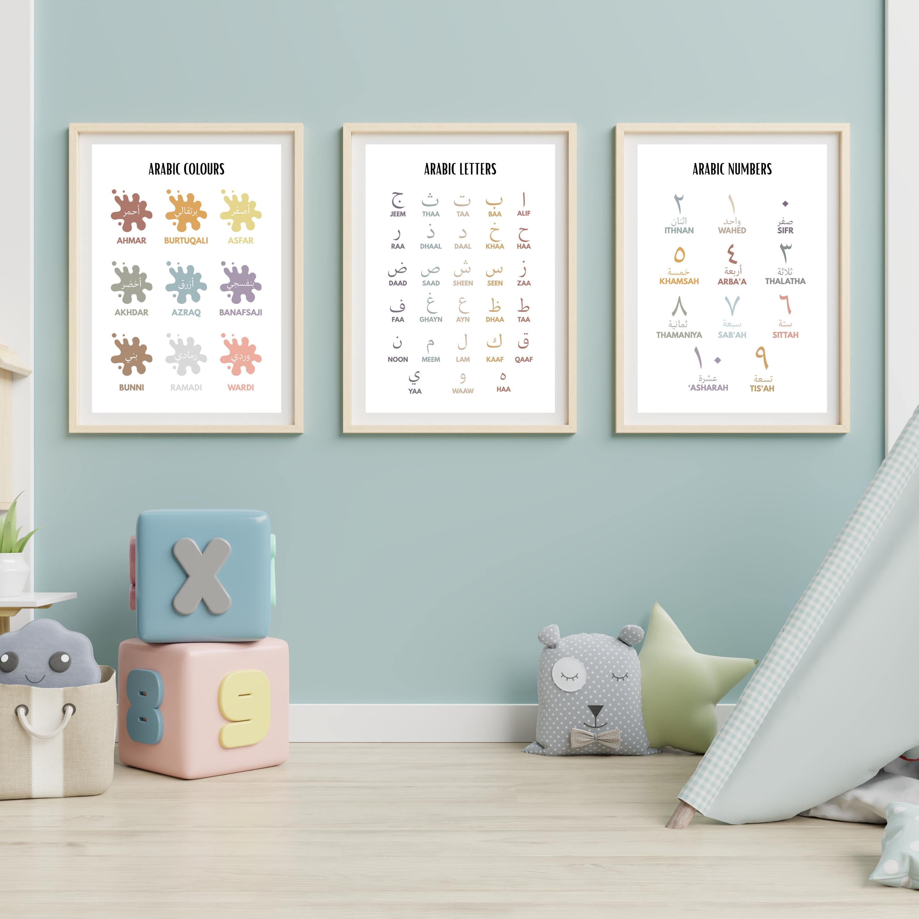 Arabic Alphabet, Numbers & Colors Poster Set - Homeschool Classroom ...