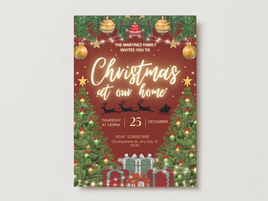 Christmas Party Invitation Template - Etsy