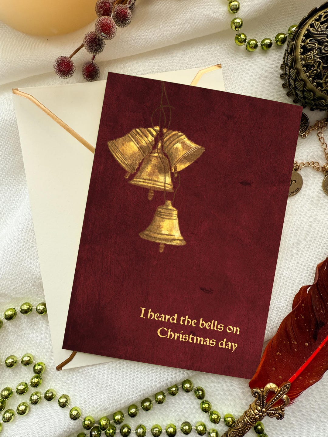 I Heard the Bells on Christmas Day, Premium 110lb Christmas Card ...