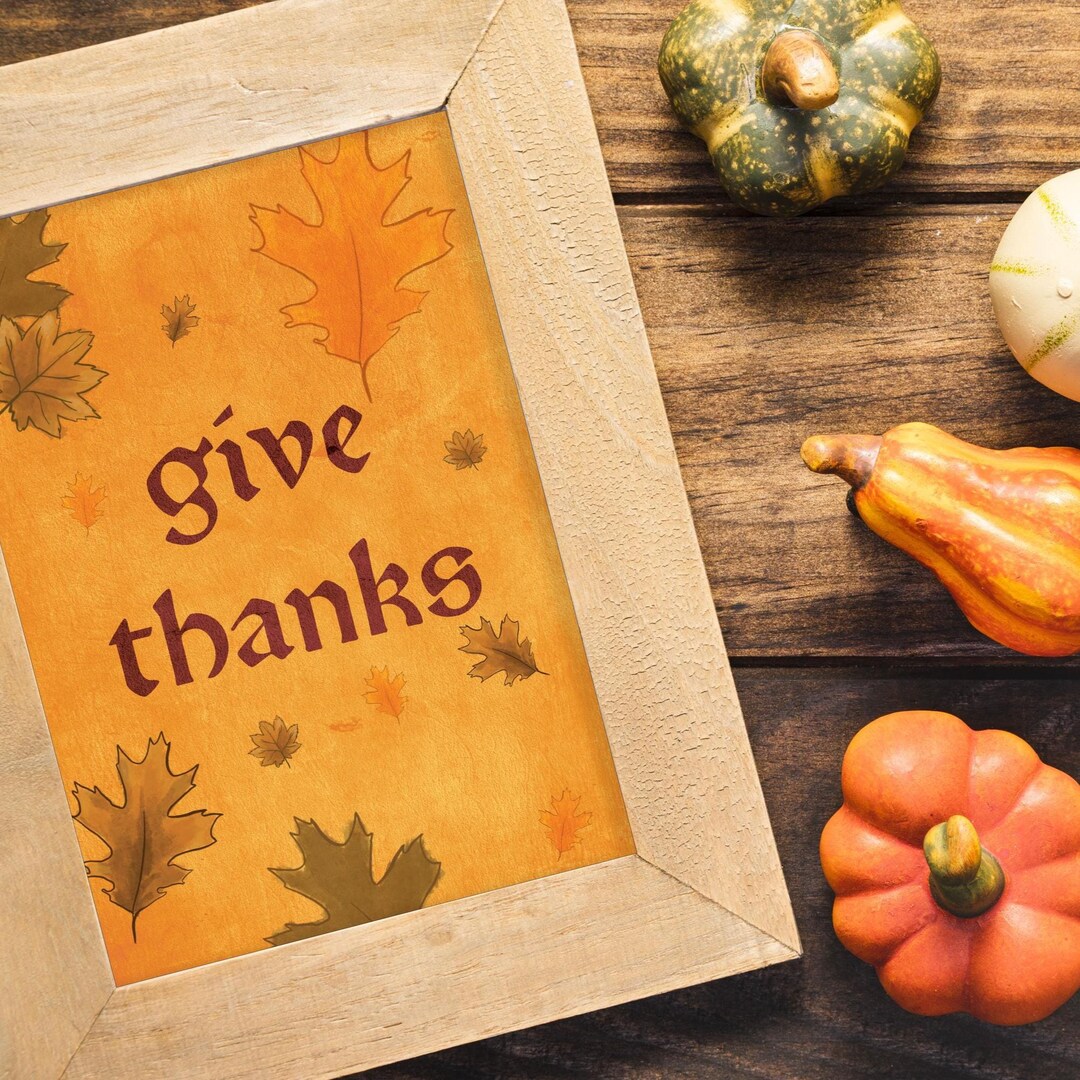 Christian Fall Printable Wall Decor: Give Thanks Quote Sign ...
