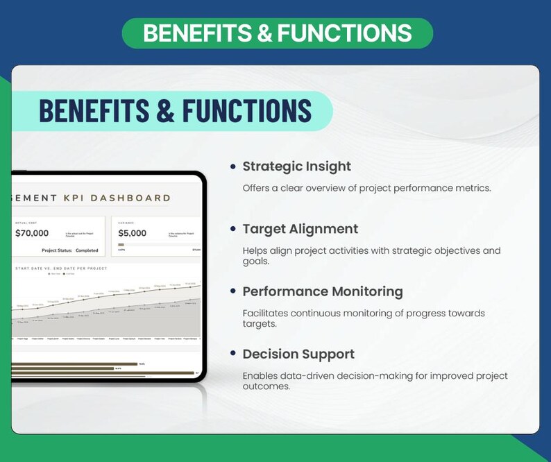 Project Management KPI Dashboard Template for Excel and Google Sheets ...