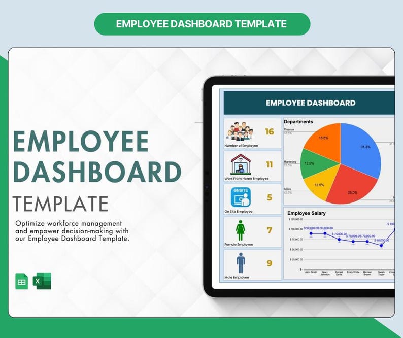 Employee Dashboard Template: HR Management, Workforce Analytics (excel ...