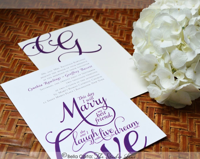 Marry My Best Friend Modern Love Wedding Invitation SAMPLE - Etsy
