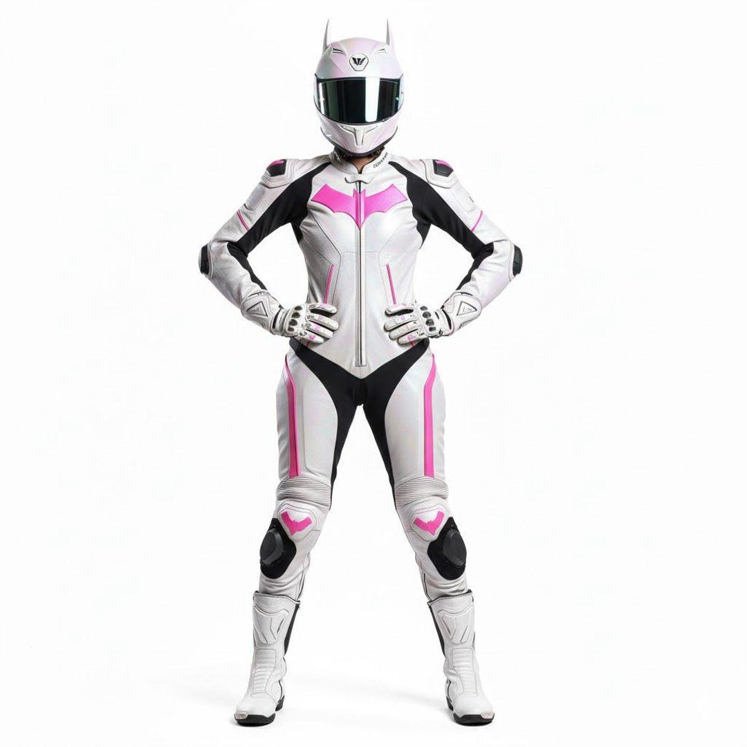 White Pink Vigilante Inspired Motorcycle Racing Suit – Women Biker ...