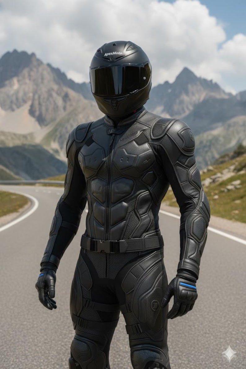 Black Armored Leather Motorcycle Racing Suit | Tactical Biker Gear - Etsy