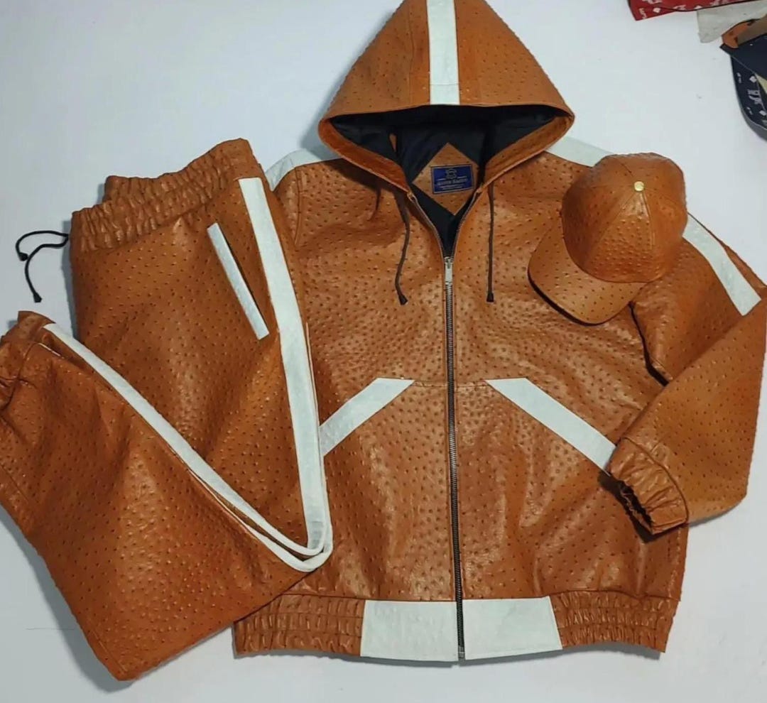 MCM Leather Hoodie Kit MCM Streetwear Style Hoodie Suit for Mens ...