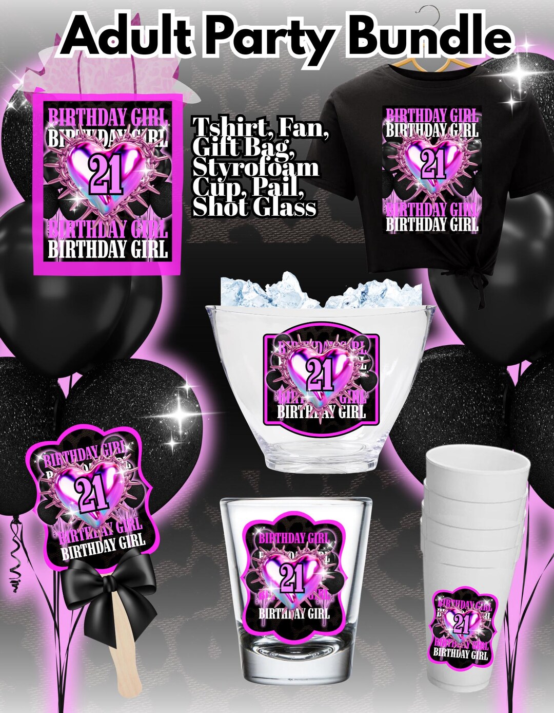 Editable Adult Party Bundle, Custom Decor (digital Download) - Etsy