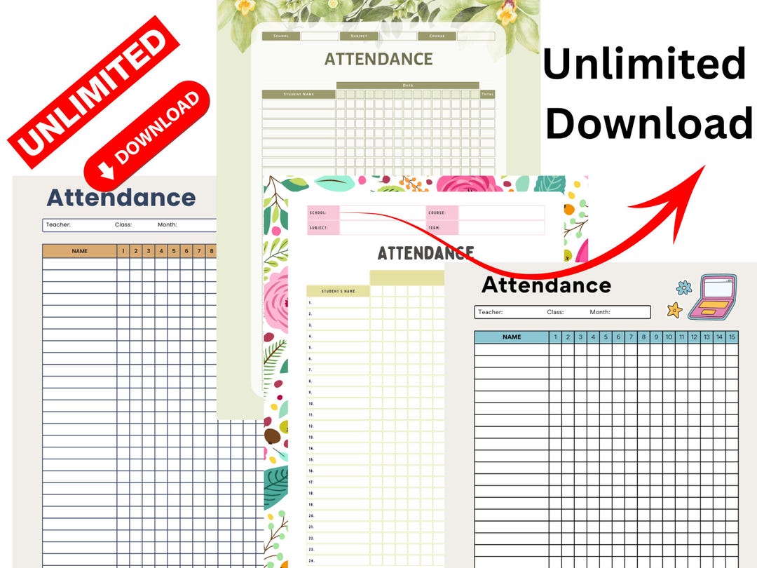 Attendance Tracker Printable Log , Attendance Sheet Template ...