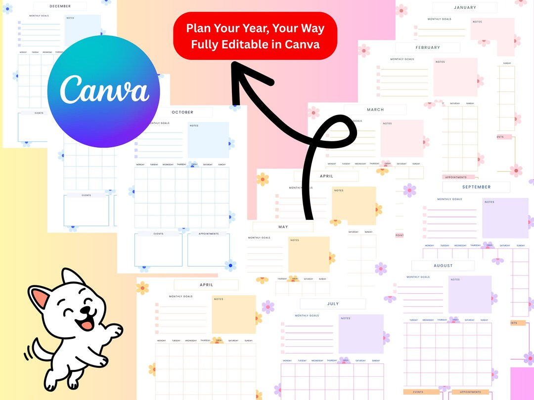 2026 Yearly Planner Canva Template | Printable Annual Organizer ...