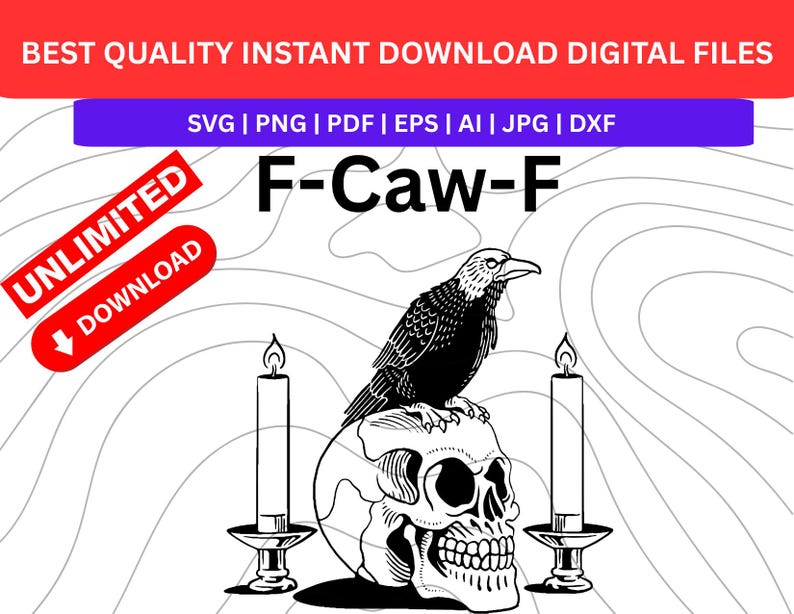 F-caw-f SVG, F-caw-f PNG, Fcawf DTF Print, Funny Gothic Raven Design ...