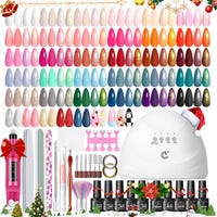 60 PCS Gel Nail Polish Kit With UV Light: 55 Colors, Base & Top Coat - Etsy