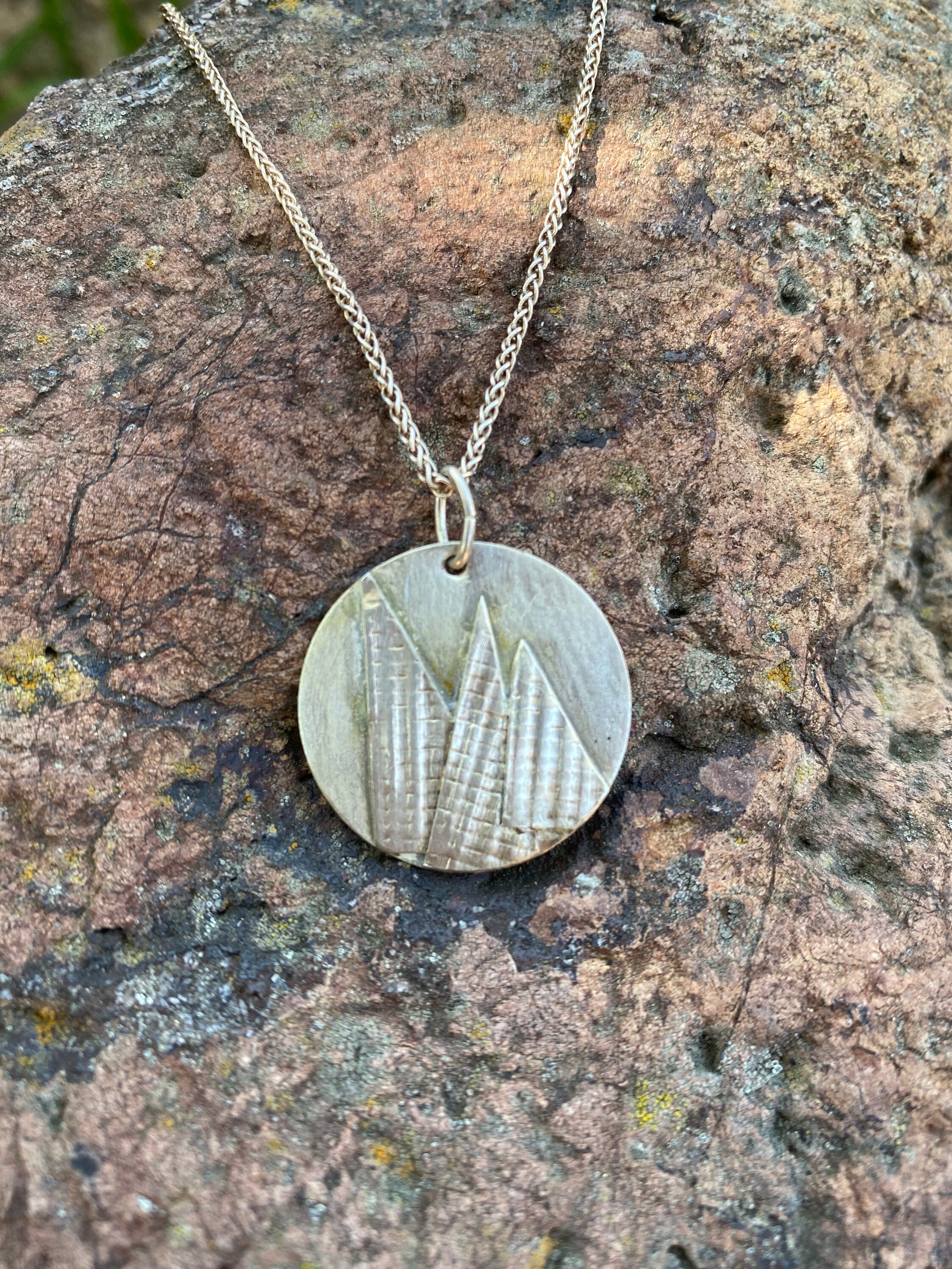 Three Peaks Pendant/three Peaks Sterling Necklace / Art Deco Necklace ...
