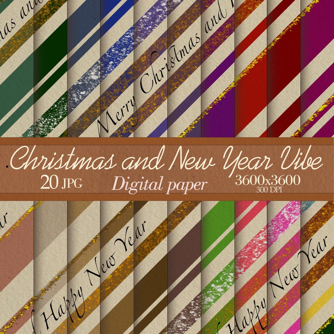 Christmas and New Year Digital Paper Pack • Holiday Scrapbook Paper ...