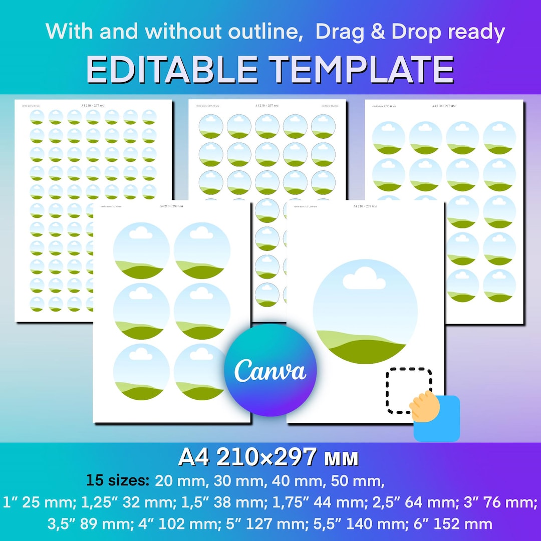 Editable Canva Sticker Template • Printable A4 Sticker Sheet • Small ...