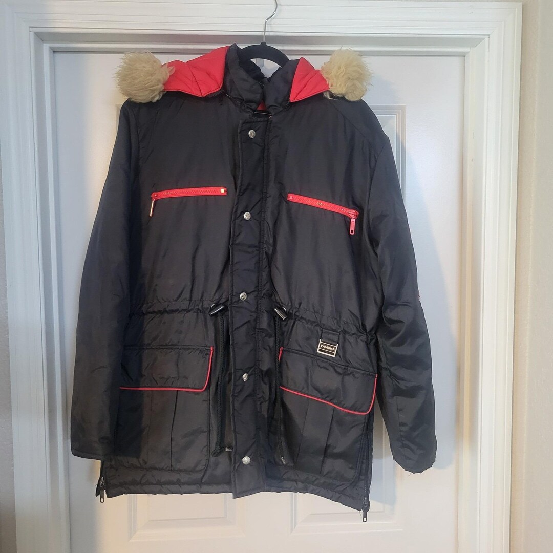 Vintage Yamaha Maxim Wear Black Red Winter Snowmobile Parka Coat Jacket ...