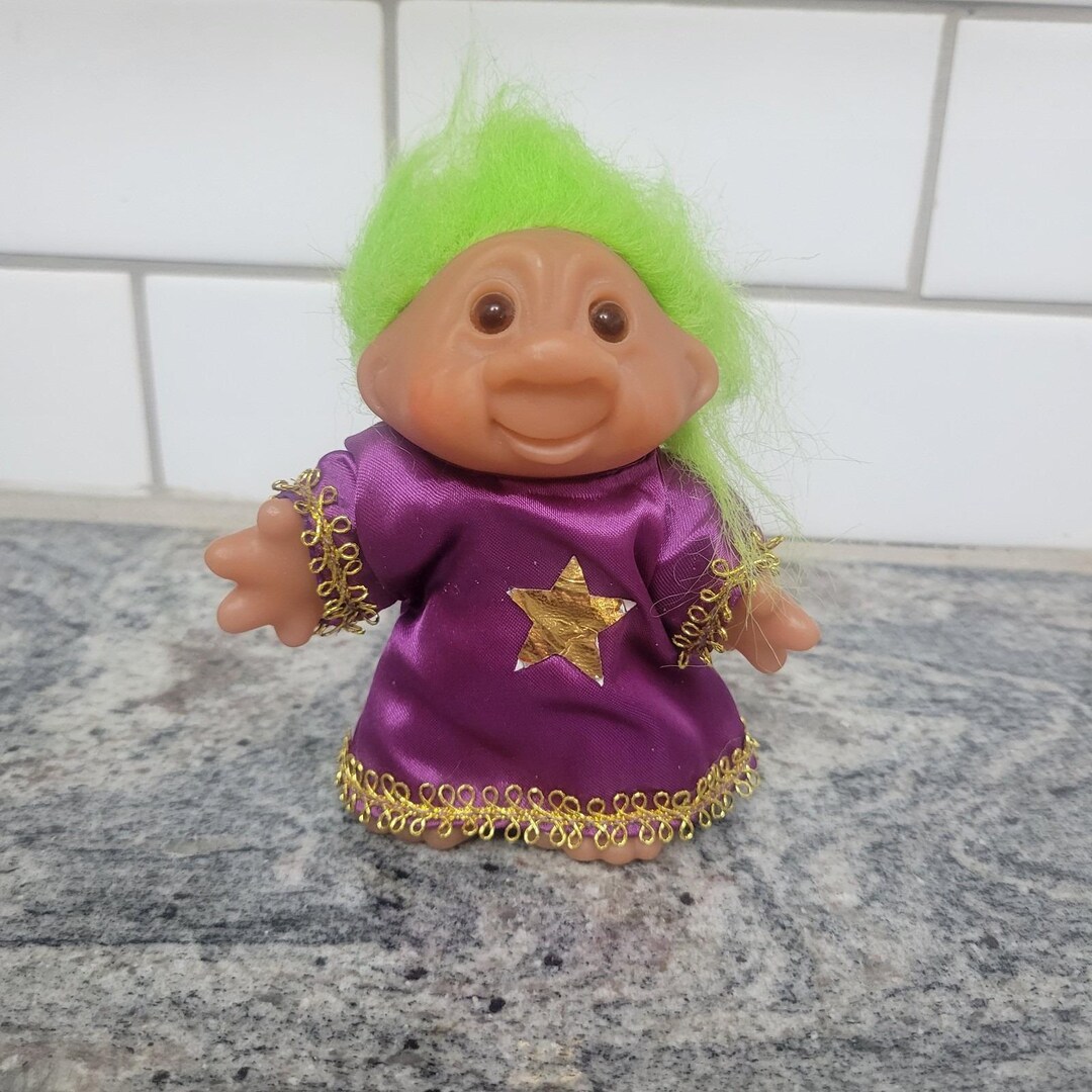 Vintage 1986 Thomas Dam Merlin Troll Doll Green Hair 5" - Etsy