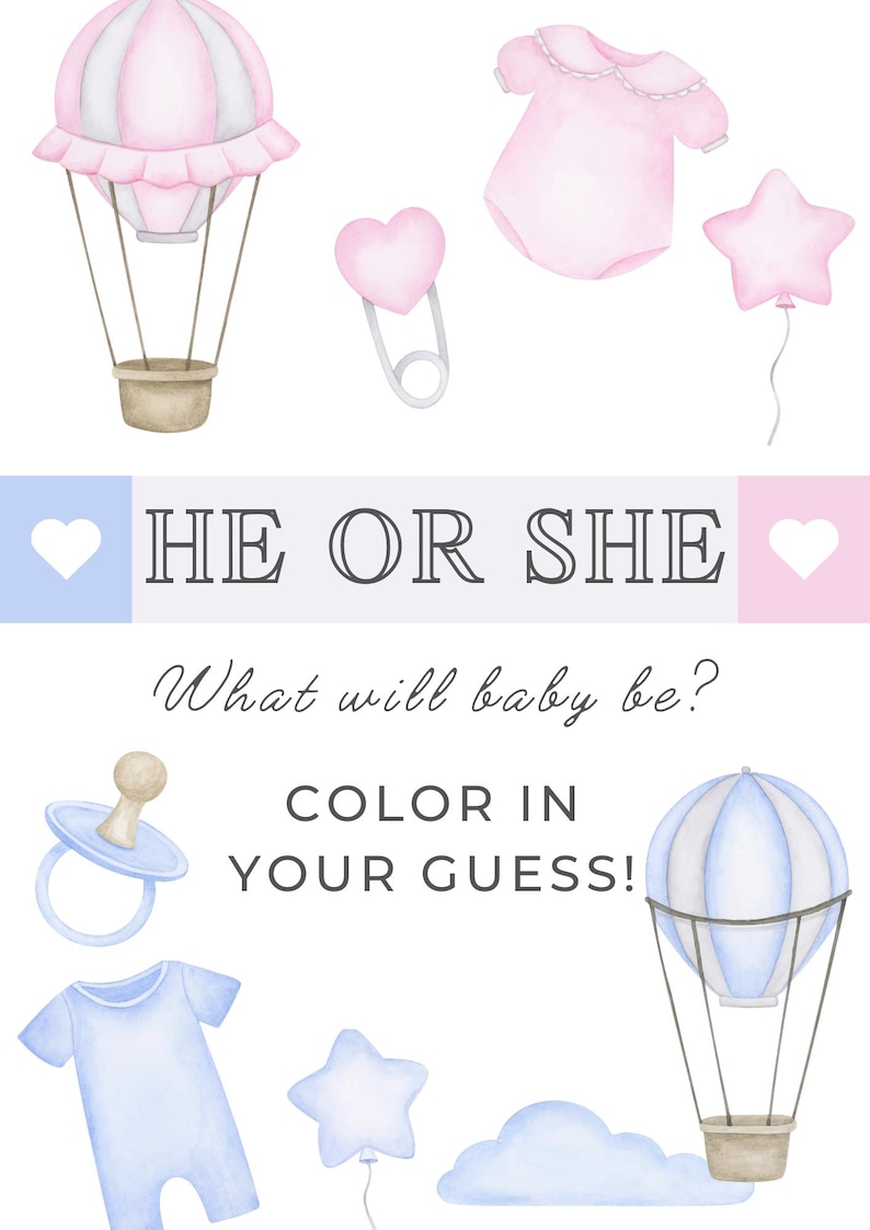 Gender Reveal Coloring Page - Etsy