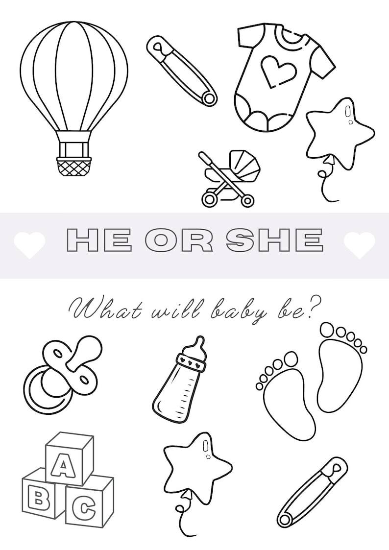 Gender Reveal Coloring Page - Etsy