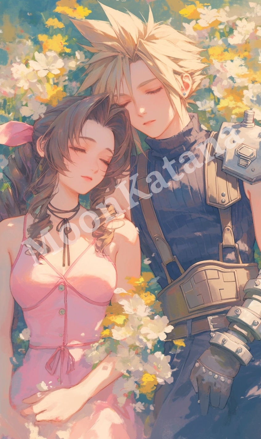 FFVII Cloud & Aerith | Digital Download, Printable SET, Phone Screen ...