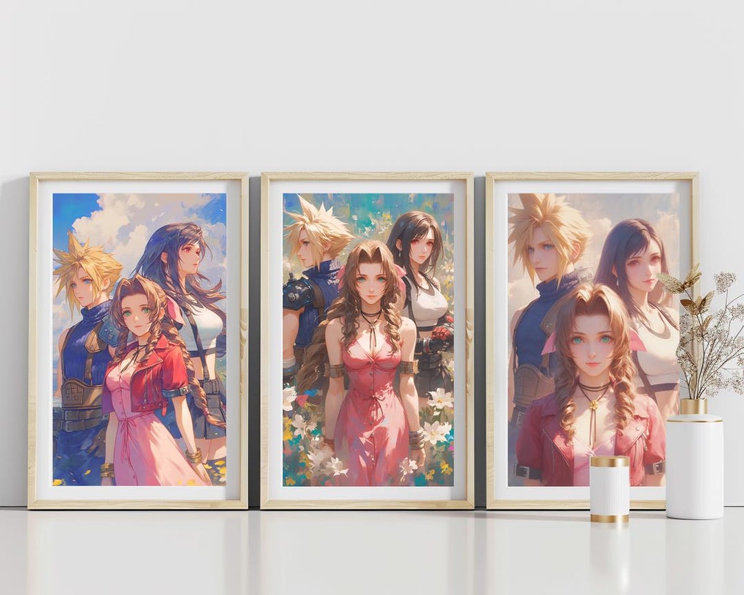 FFVII Cloud, Aerith & Tifa | Digital Download, Printable SET, Phone ...