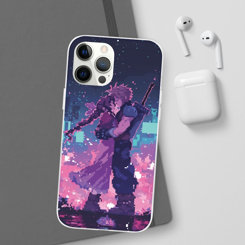 FFVII Cloud & Aerith Pixel Fan Art, Flexi-protect Phone Case for iPhone ...