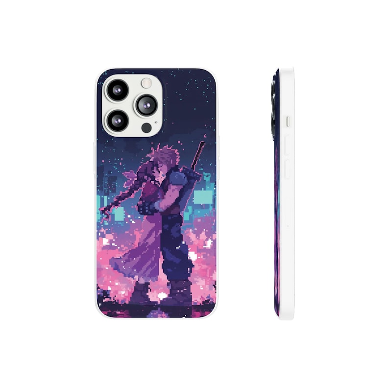 FFVII Cloud & Aerith Pixel Fan Art, Flexi-protect Phone Case for iPhone ...