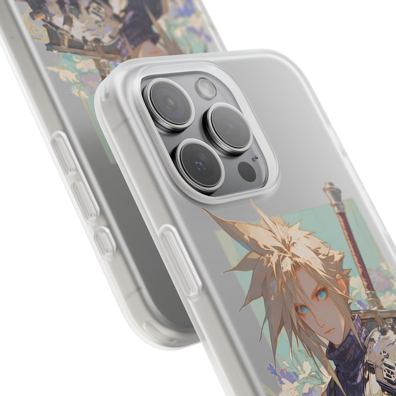 FFVII Fan Art, Cloud Flower CLEAR Flexi Phone Case for iPhone 11-15 ...