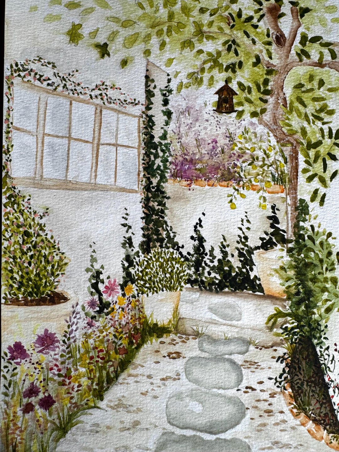 Hand-painted Dreamy, Romantic Summer Garden Art. Whimsical Garden ...