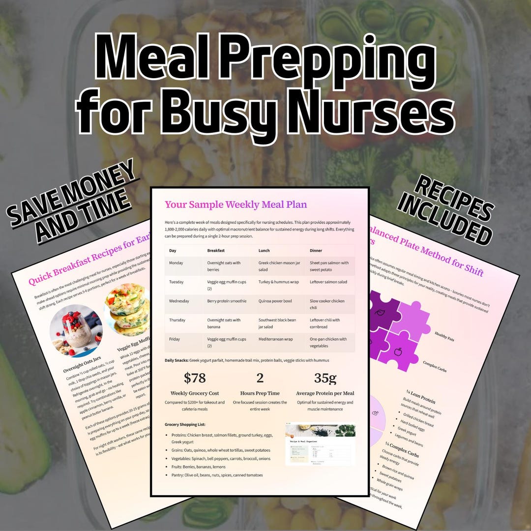 Meal Prepping for Busy Nurses Course Healthy Meal Plan PDF Grocery ...