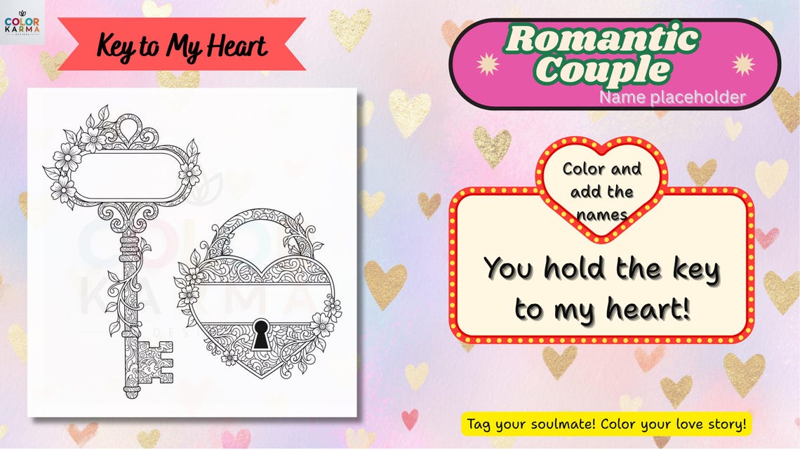 Key to My Heart, Coloring Page, Personal Designs, Partners, Color ...