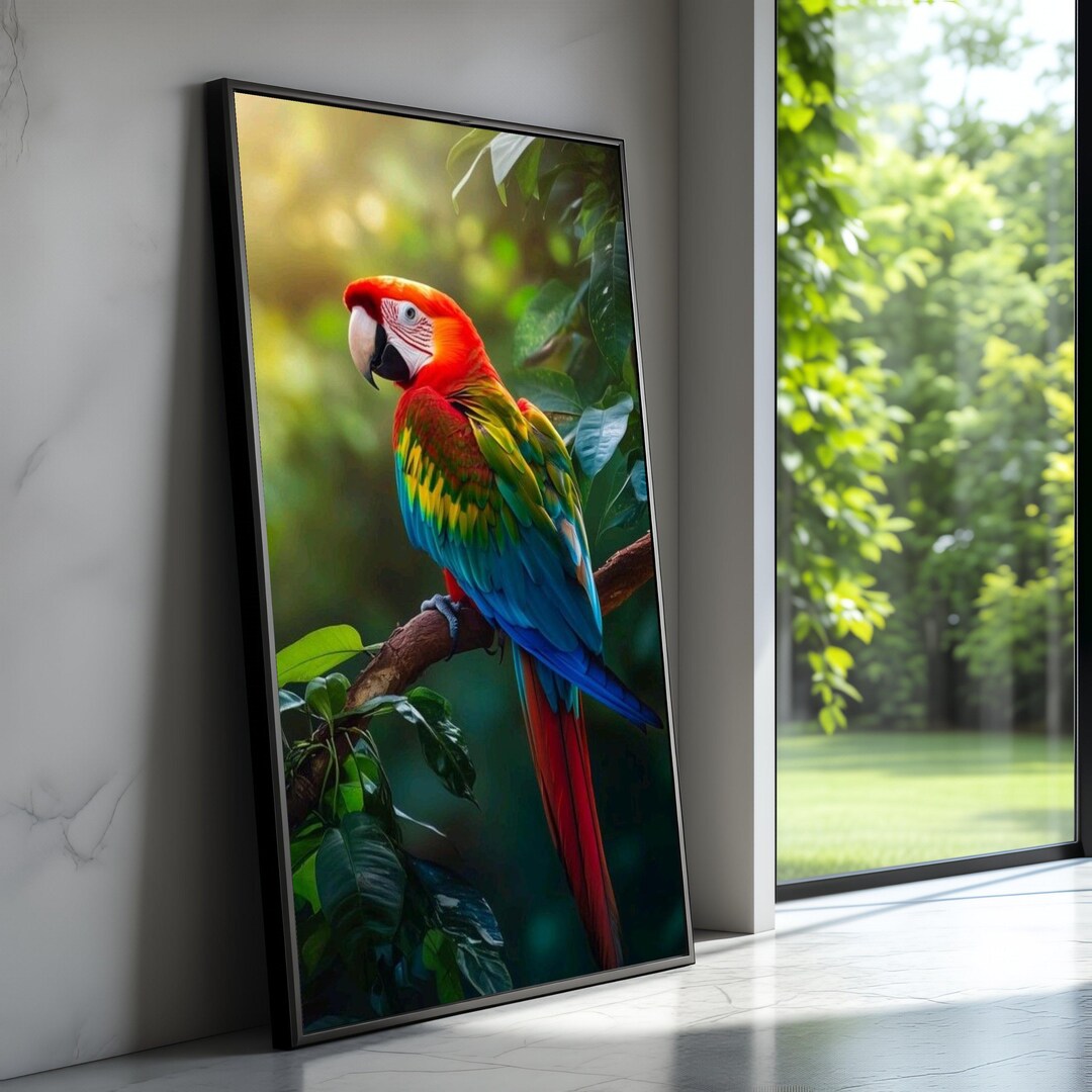 Colorful Scarlet Macaw Canvas, Tropical Bird Wall Art, Exotic Parrot ...