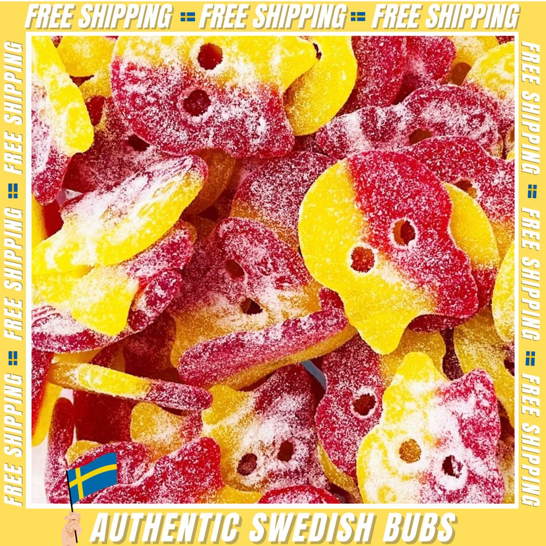 Bubs Sour Skulls: Swedish Chewy Candy - Raspberry Lemon, Scandinavian ...