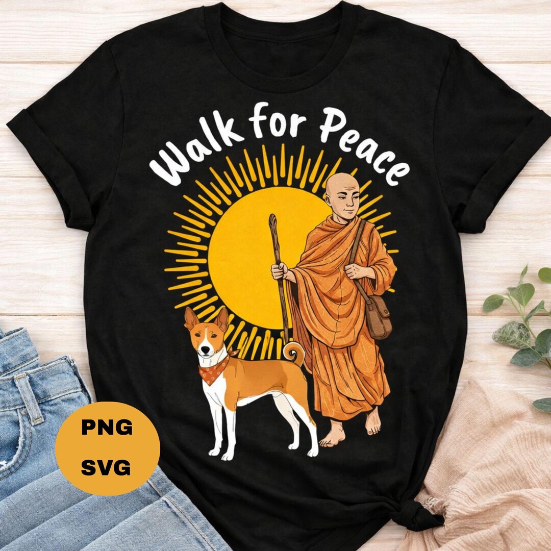 Walk for Peace Buddhist Monk PNG SVG, Zen Spiritual Clipart for ...
