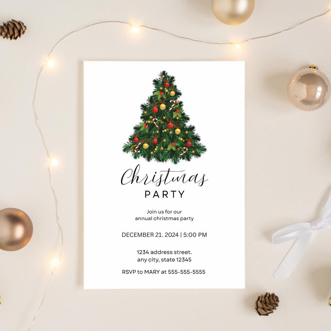 Editable Christmas Party Invitation: Holiday Digital Template (instant ...
