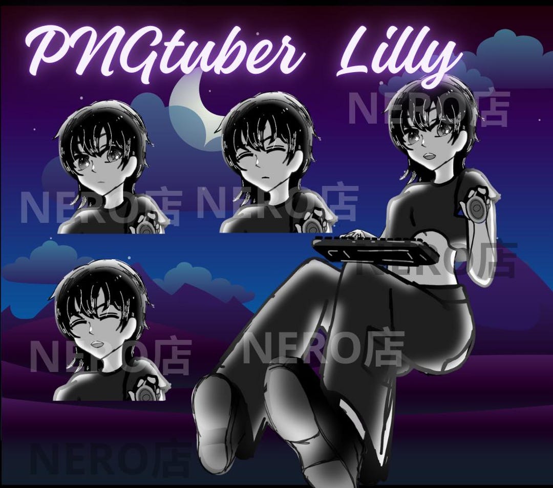 Gamer Girl Full Body Pngtuber, Streamer Character Design, Avatar for ...
