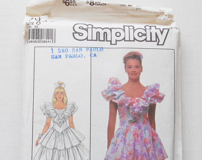 Simplicity 9049, Size 8; UNCUT, Out of Print, Vintage, 1989, Prom Dress ...