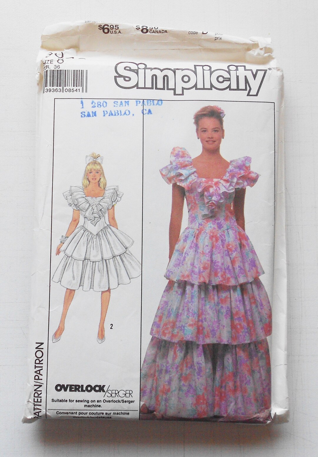 Simplicity 9049, Size 8; UNCUT, Out of Print, Vintage, 1989, Prom Dress ...