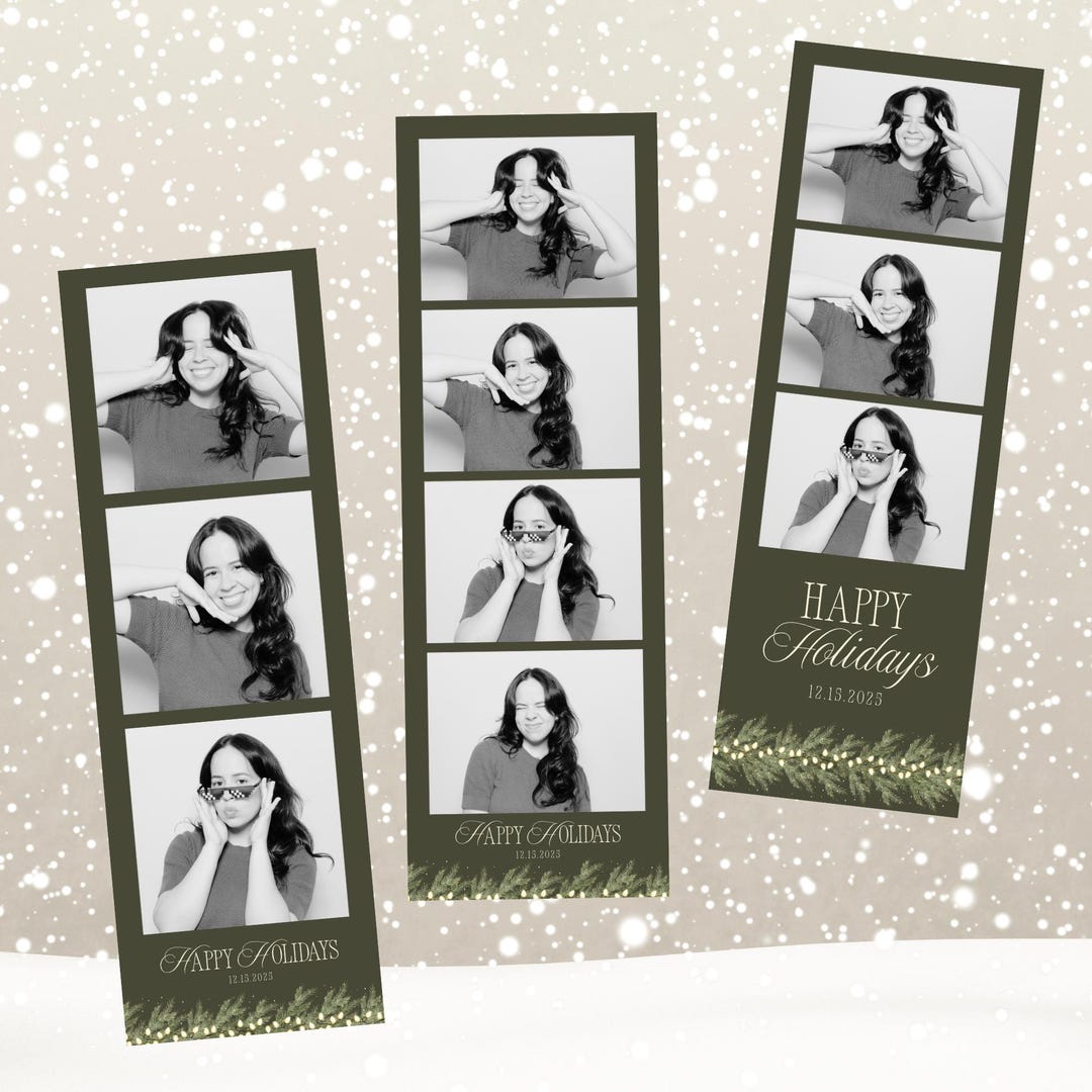 Minimalist Holiday Photo Booth Template: Set of 3 Editable 2x6 Strips ...