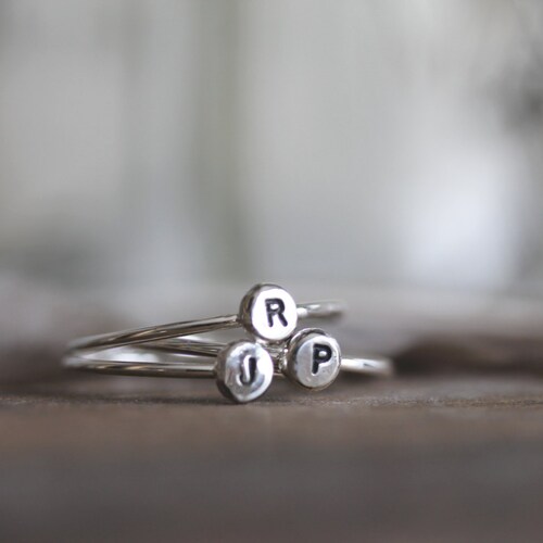 Roots Stack One Ring. Monogram Initial Stack Sterling - Etsy